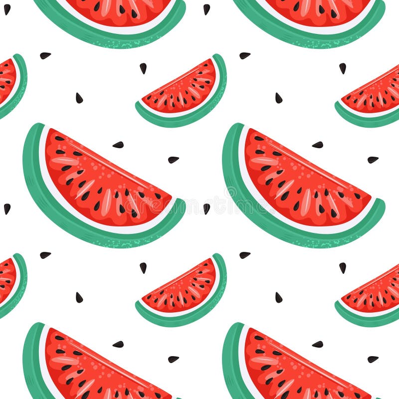 Texture, Seamless Pattern Watermelon in Flat Style. Halves, Slices and ...
