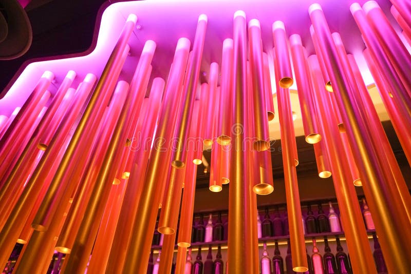 Abstract Installation of Plastic Tubes in the Interior. Unusual ...