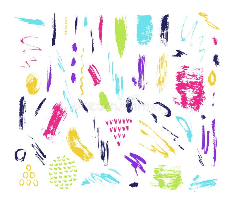 Texture Shape Element, Colorful Strike Design Set, Isolated on White ...