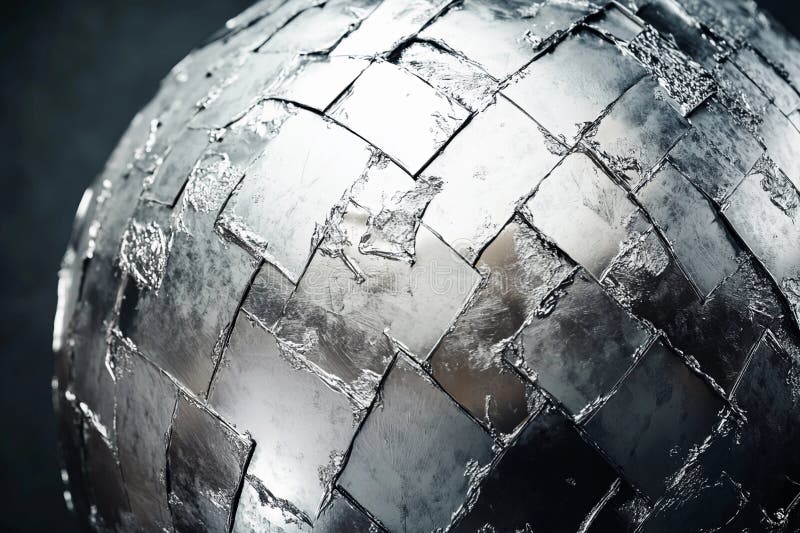 Texture and Shine of Woven Silver Metal Forming a Striking Spherical ...