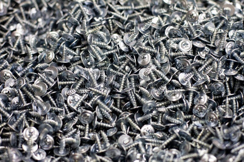 Texture of Shiny Self-tapping Screws Top View, Small Silver Self ...