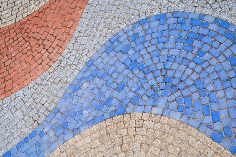 Texture of Sidewalk Paved with Multicolored Paving Slabs Stock Image ...