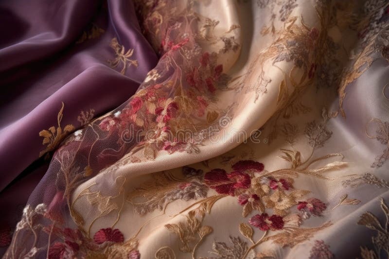 Texture of Silk Fabric, with Delicate and Intricate Patterns Visible ...