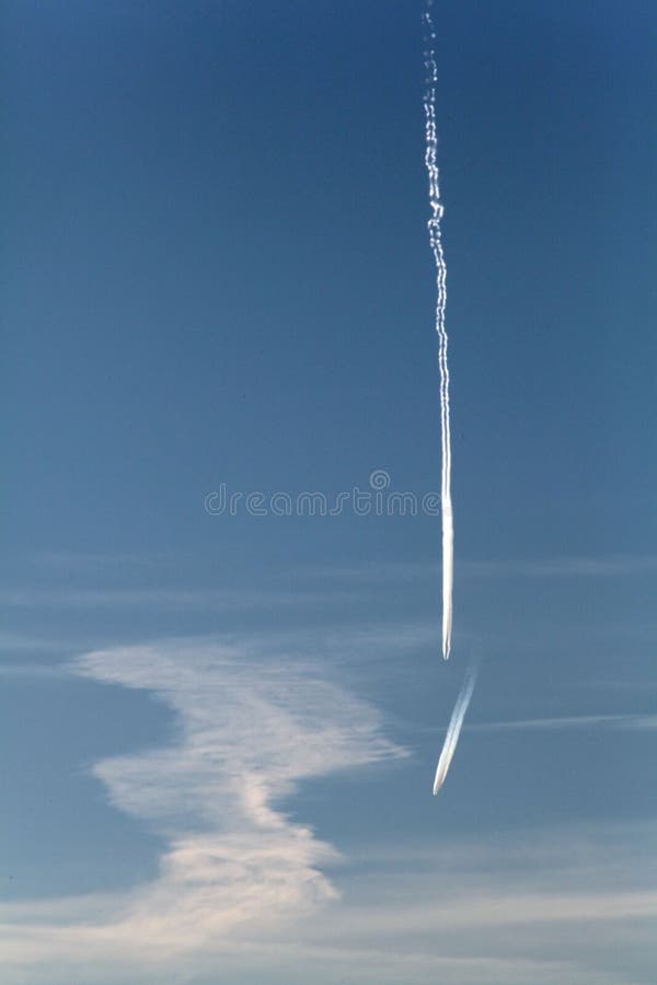 Texture Sky Clouds White Plane Traces Stock Image - Image of color ...