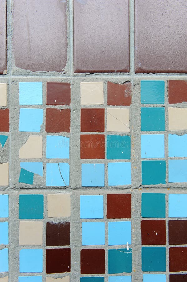 Texture of Small Square Tiles. Beige, Blue, Turquoise and Brown Stock ...