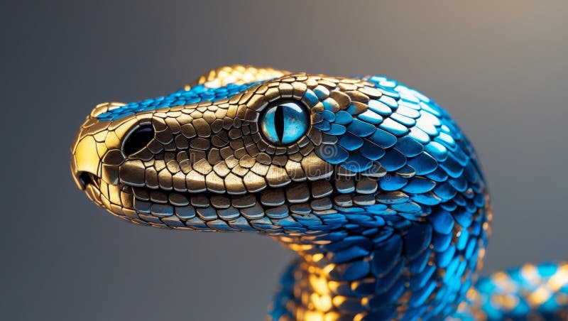 Texture of Snake or Dragon Gradient Golden and Blue Metallic Scales ...