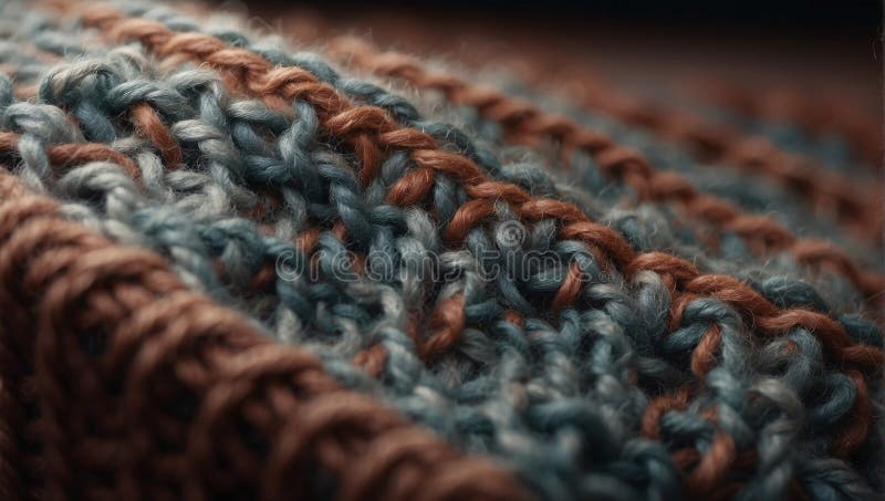 Texture of Soft Knitted Fabric Made of Thick Red and Blue Coarse Woolen ...