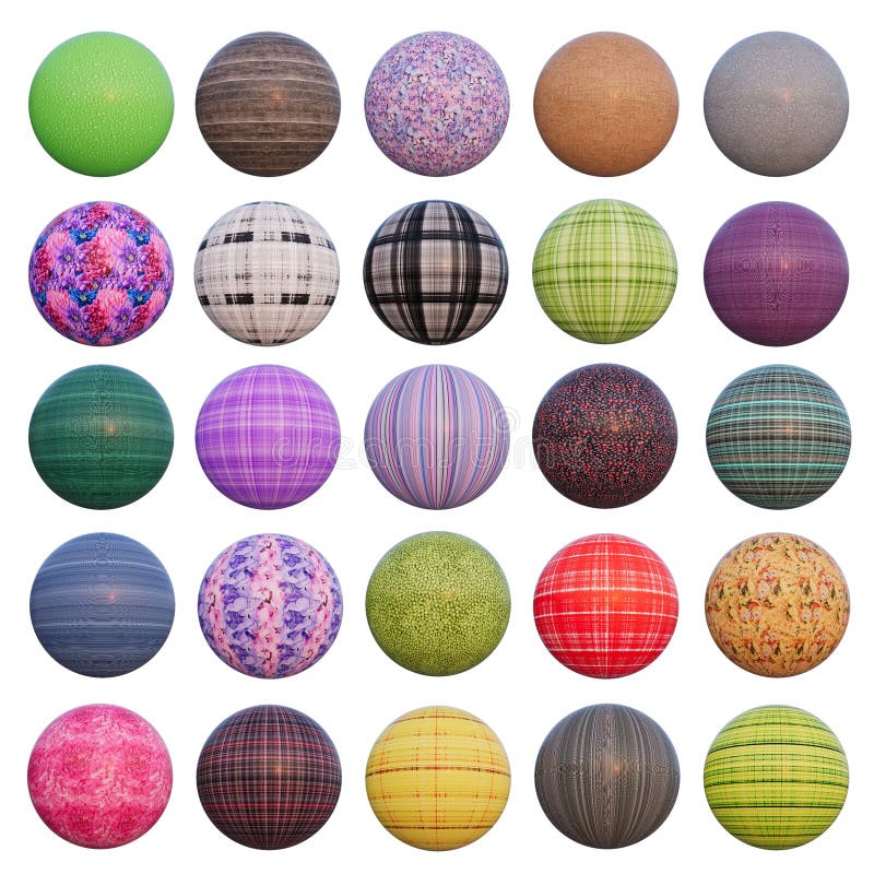 Texture Spheres. Realistic 3D Balls of Different Material Stock ...