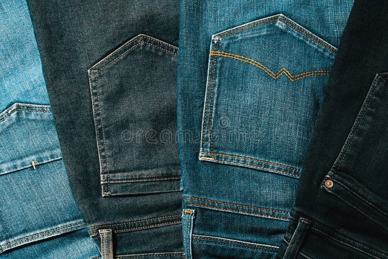 Texture from a Stack of Jeans Turned Back Pockets Stock Photo - Image ...