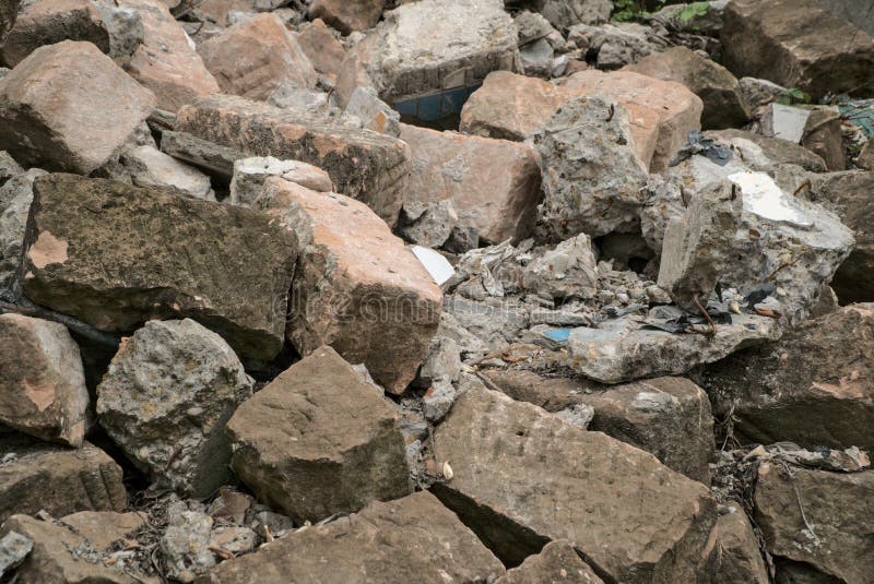 Texture of Stones and Bricks, Closeup of Construction Waste after ...