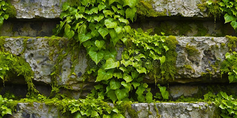 Texture of Stonework Overgrown with Ivy. Old Stone. Wall Made of Stone ...