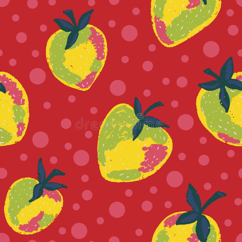 Texture Stylized Pattern with Strawberry Berry Seamless Endless Vector ...