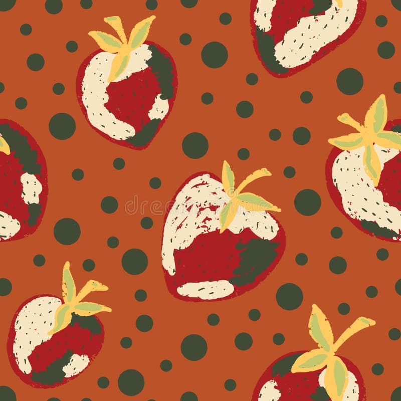 Texture Stylized Pattern with Strawberry Berry Seamless Endless Vector ...