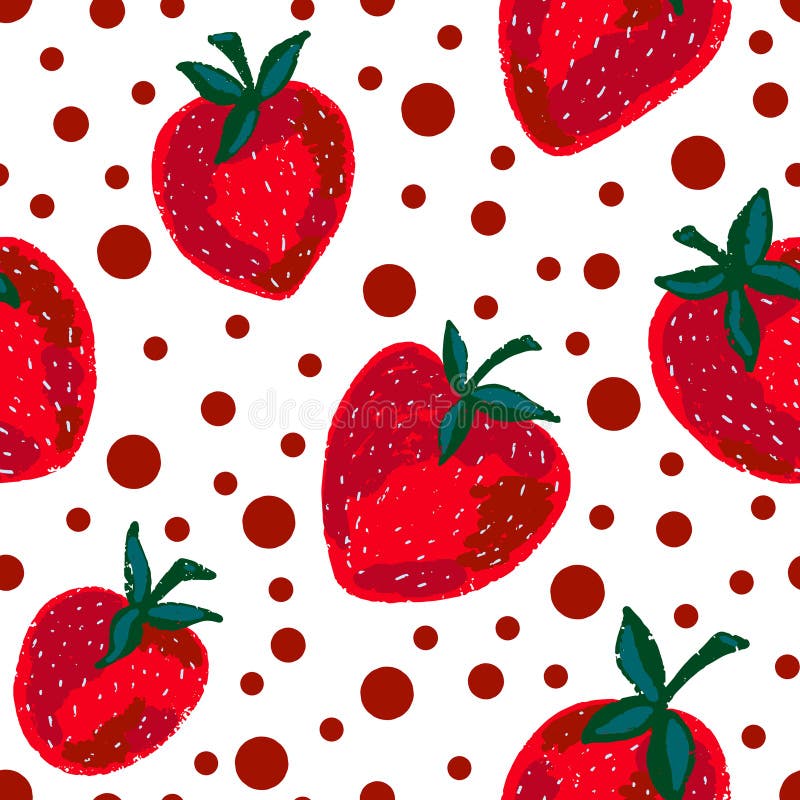 Texture Stylized Pattern with Strawberry Berry Seamless Endless Vector ...