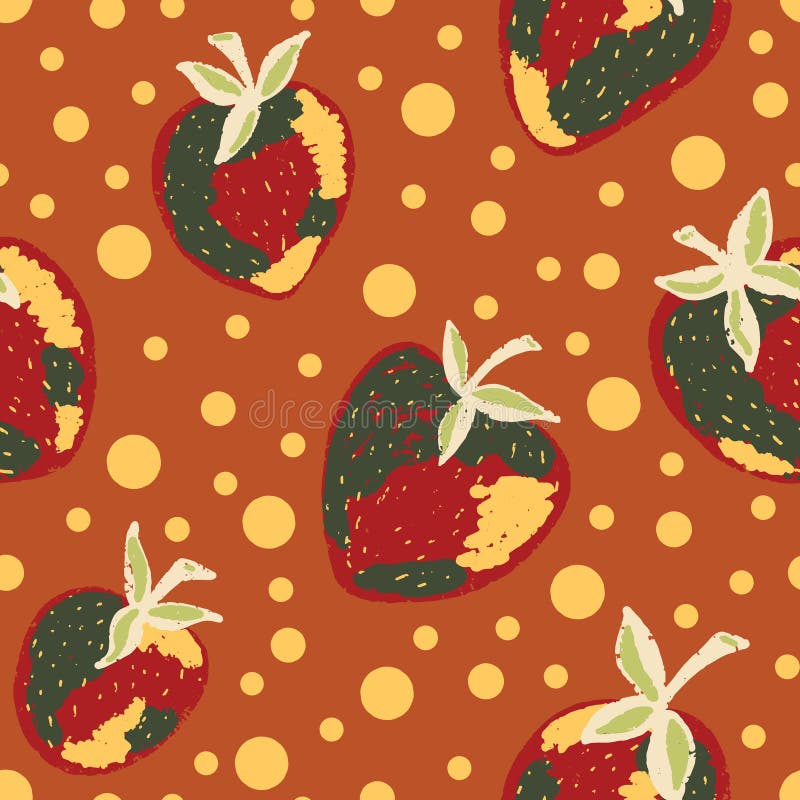 Texture Stylized Pattern with Strawberry Berry Seamless Endless Vector ...