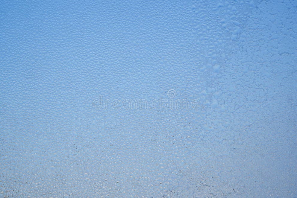 The Texture of the Surface of a Sweaty Window. Abstract Blue Background ...