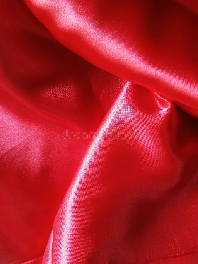 Texture and Surface of Wavy and Shiny Red Silk Satin Fabric, Suitable ...