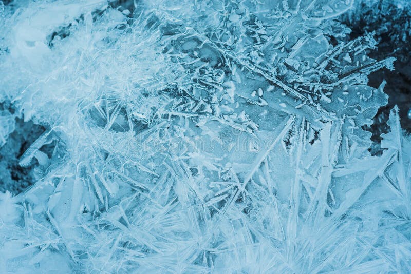 Background of Blue Cold Winter Ice. Texture of Frozen Surface. Frost ...