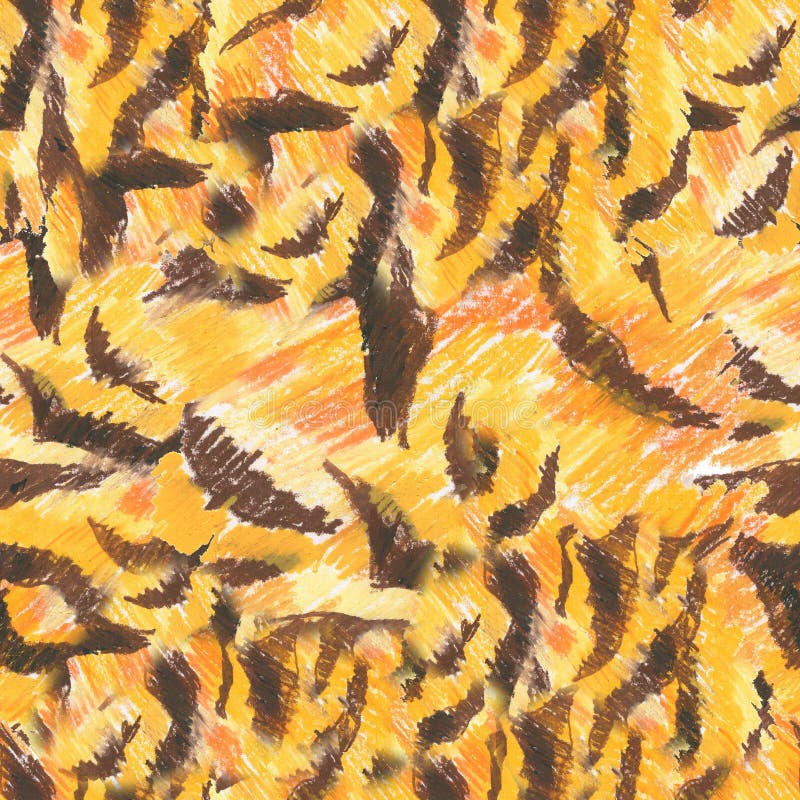 Texture Tiger Wax Crayons Seamless Pattern on White Isolated Background ...