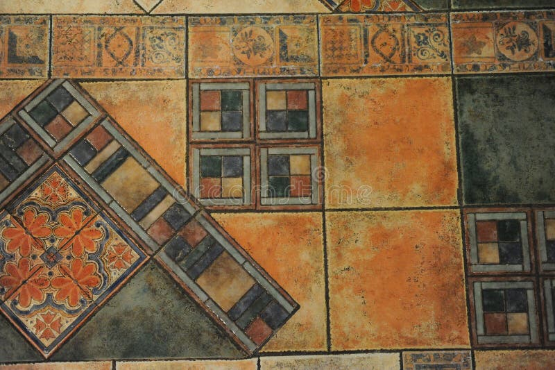 Texture Tiled Floor in a Mosaic Style Stock Photo - Image of closeup ...