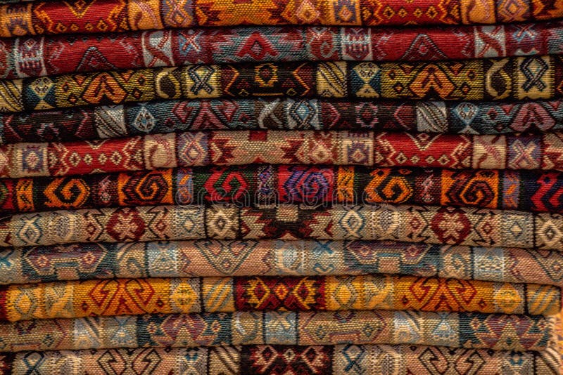 Texture of Traditional Turkish Folded Rugs with Patterns in the Bazaar ...