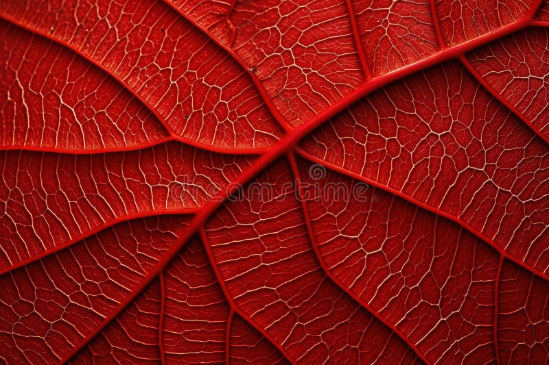 The Texture of a Tree Leaf. Macro Texture of Foliage. Background Red ...