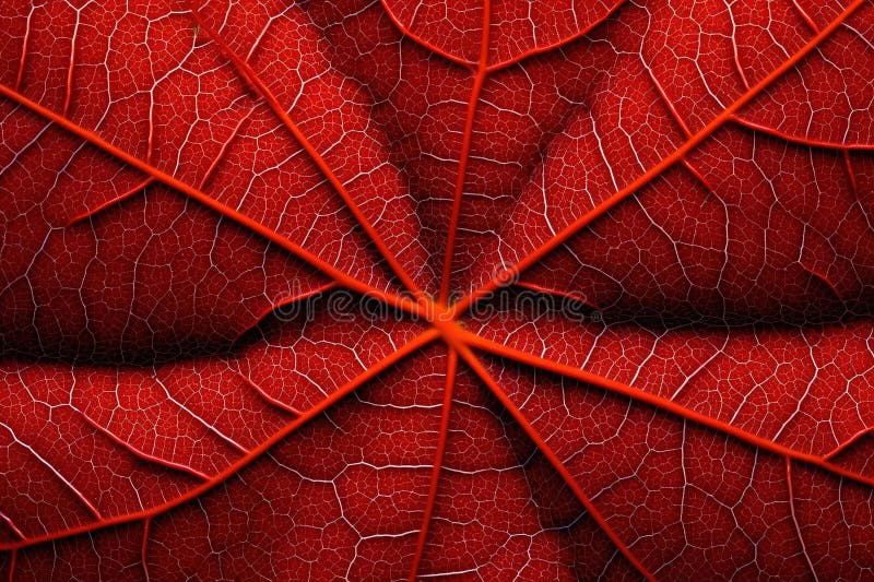 The Texture of a Tree Leaf. Macro Texture of Foliage. Background Red ...