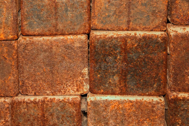 Background, Texture of Rusty Metal Blocks. Stock Image - Image of metal ...
