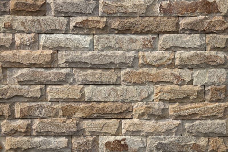 Beige Brick Wall Made Of Natural Stone Stock Photo - Image of ...