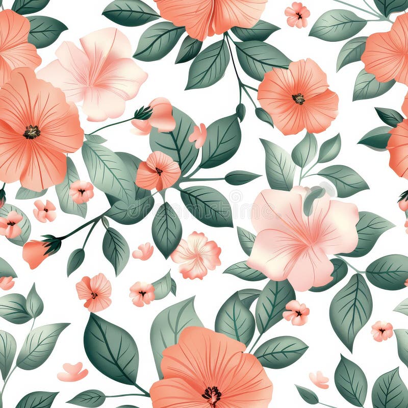 Texture and Veins Add Depth To Floral Pattern Stock Illustration ...