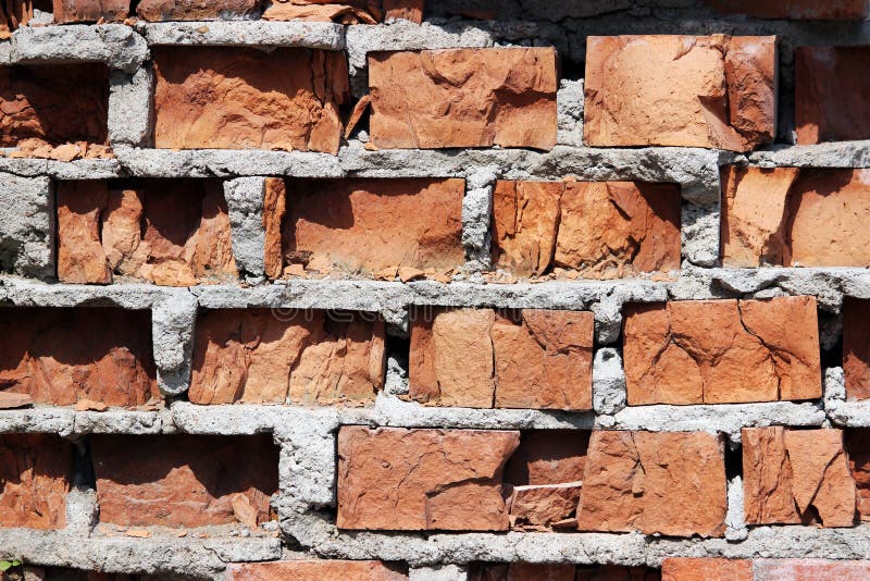 Texture is Very Damaged Old Wall from a Red Brick. Stock Image - Image ...