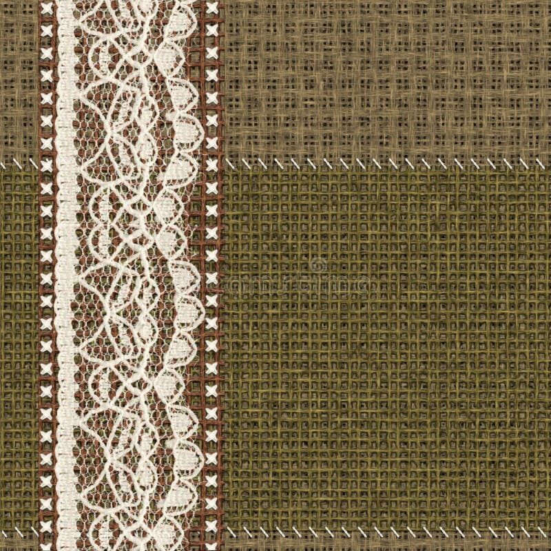 Texture with Canvas, Thread and Lace for Scrapbook Stock Vector ...