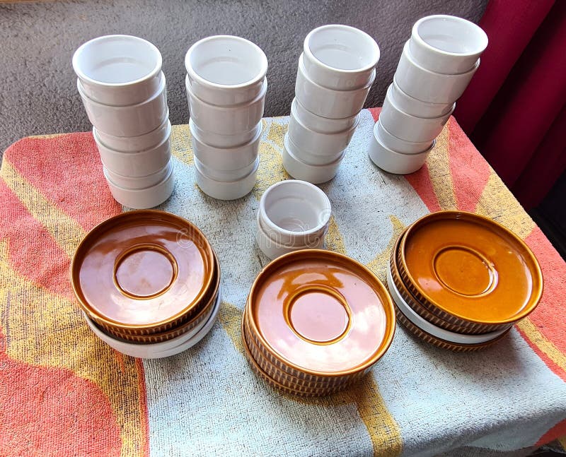 Texture of Vintage Coffee Cups and Saucers Stock Image - Image of ...