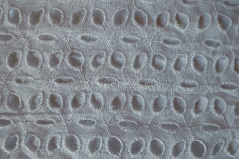 Texture of White Eyelet Embroidery Cotton Fabric Stock Image - Image of ...