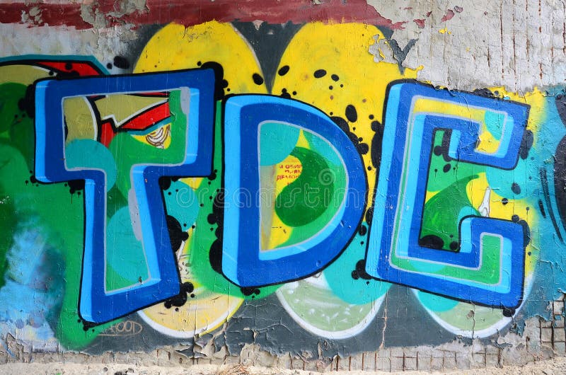 Fragment of an Old Wall with Colorful Graffiti Painting Stock Photo ...