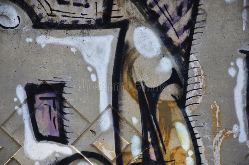 Fragment of an Old Wall with Colorful Graffiti Painting Stock Image ...