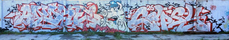 Fragment of an Old Wall with Colorful Graffiti Painting Editorial Stock ...