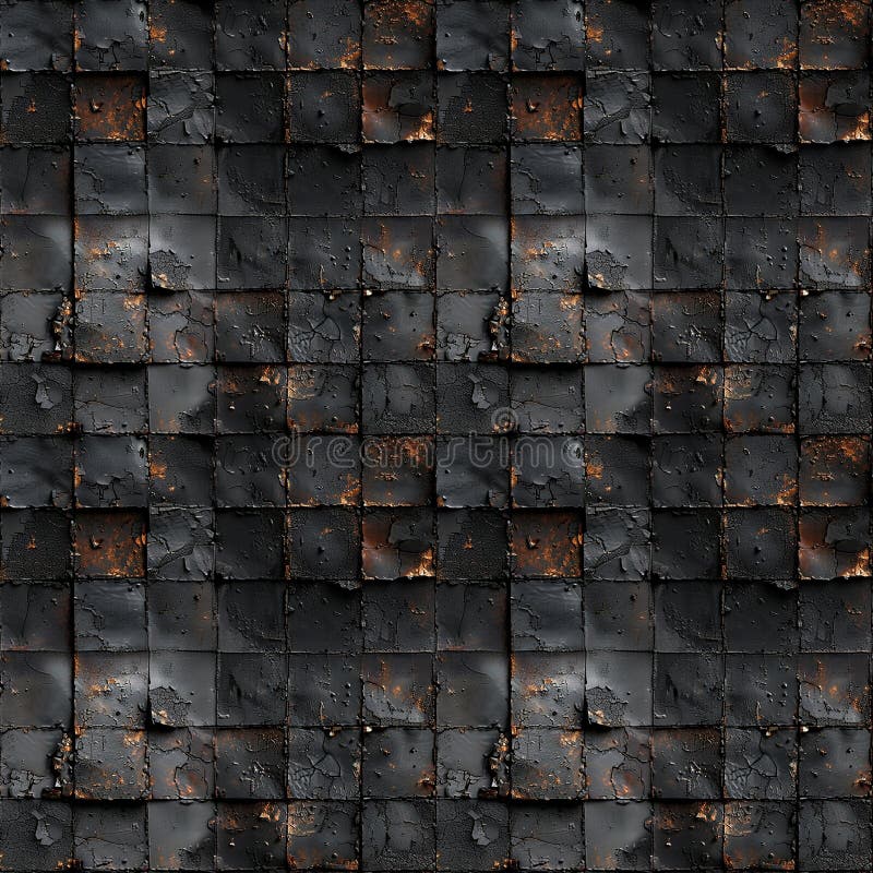 Texture of a Wall Made of Burnt Metal Tiles Stock Illustration ...