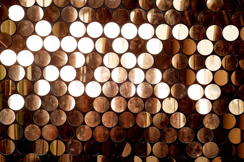Texture, Wall with Round Gold Sequins. the Atmosphere of Glamour. Stock ...