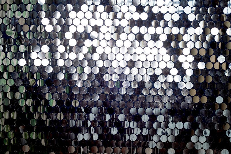 Texture, Wall with Round Silver Sequins. the Atmosphere of Glamour ...