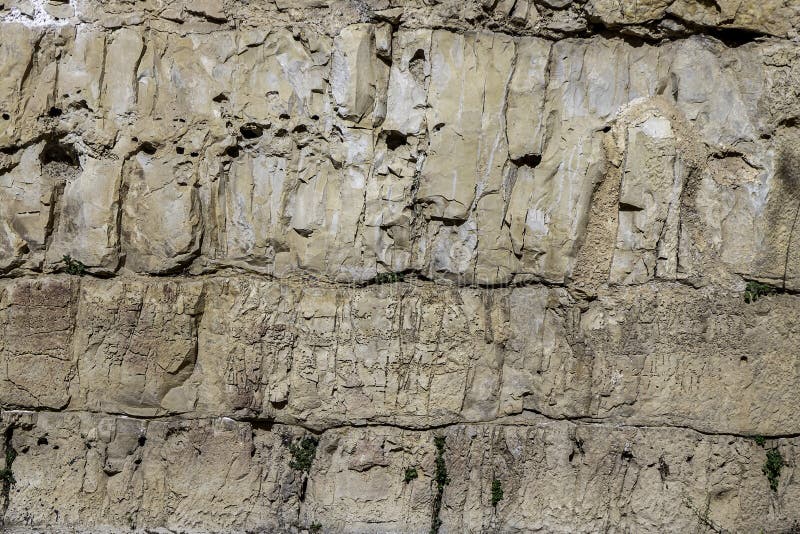 Texture of Wall Surface Made of Unevenly Cut Jerusalem Stones. Stock ...