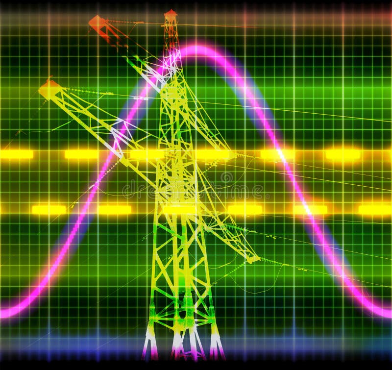 Texture Wave Oscilloscope Power Line Tower Symbol Stock Photo - Image ...