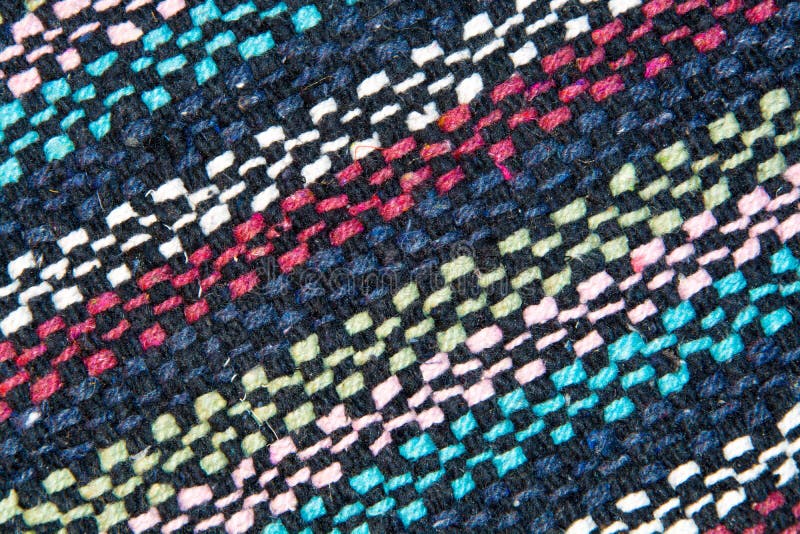 Texture the Weave Woolen Threads of Black, White, Blue, Red Stock Image ...