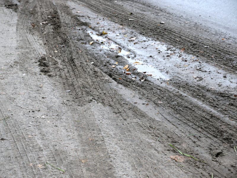 Texture Wet Brown Mud with Car Tyre Tracks Stock Image - Image of sand ...