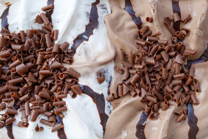 Ice Cream with Chocolate Curls Texture Stock Photo - Image of dessert ...