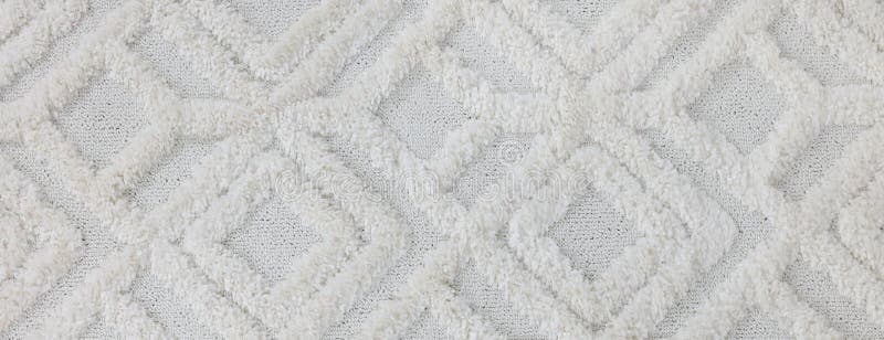 Texture of White Carpet with Beautiful Pattern As Background, Closeup ...