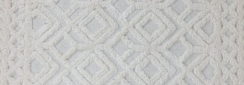 Texture of White Carpet with Beautiful Pattern As Background, Closeup ...