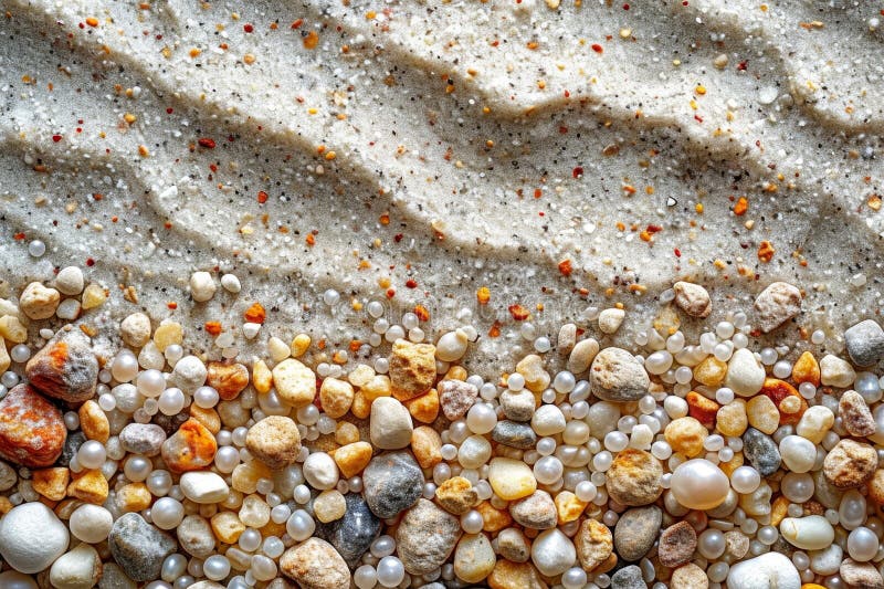 Texture of White Stone on Sand with Pearls, Light Abstract Background ...