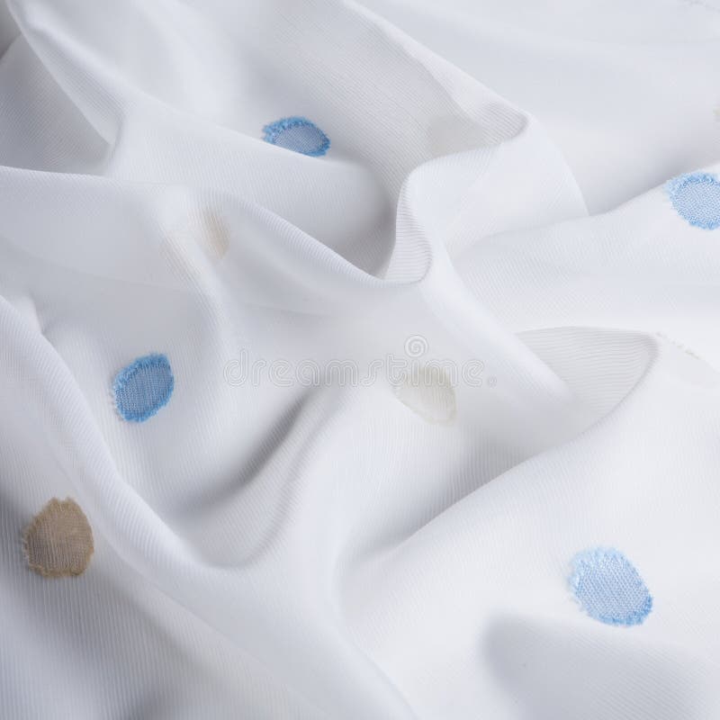 Texture of White Translucent Fabric with Colored Peas, Soft Folds Stock ...