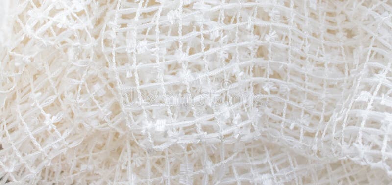 Texture of White Tulle Closeup Folded in Messy Folds. Top View Stock ...